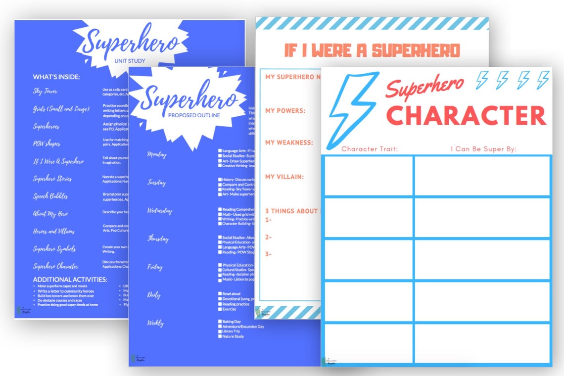 Superhero Unit Study Superhero Educational Activities - Etsy