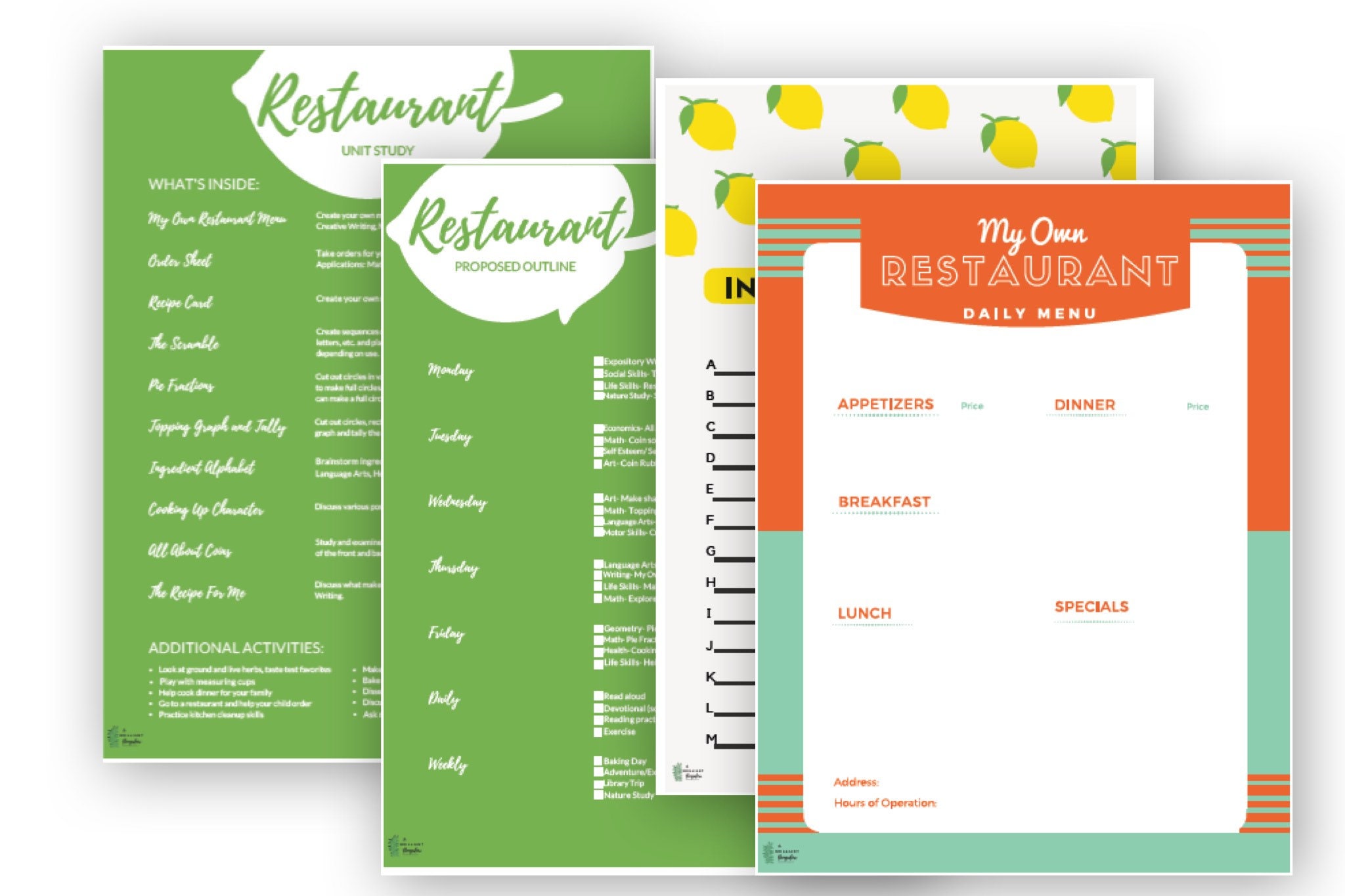 Restaurant Unit Study Restaurant Unit Printable Homeschool Lesson Plans ...