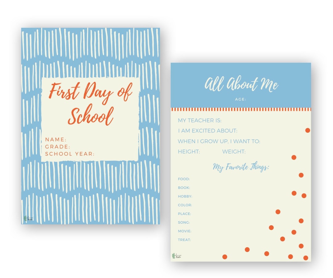 First Day of School Sign | All About Me Printable Questionnaire ...