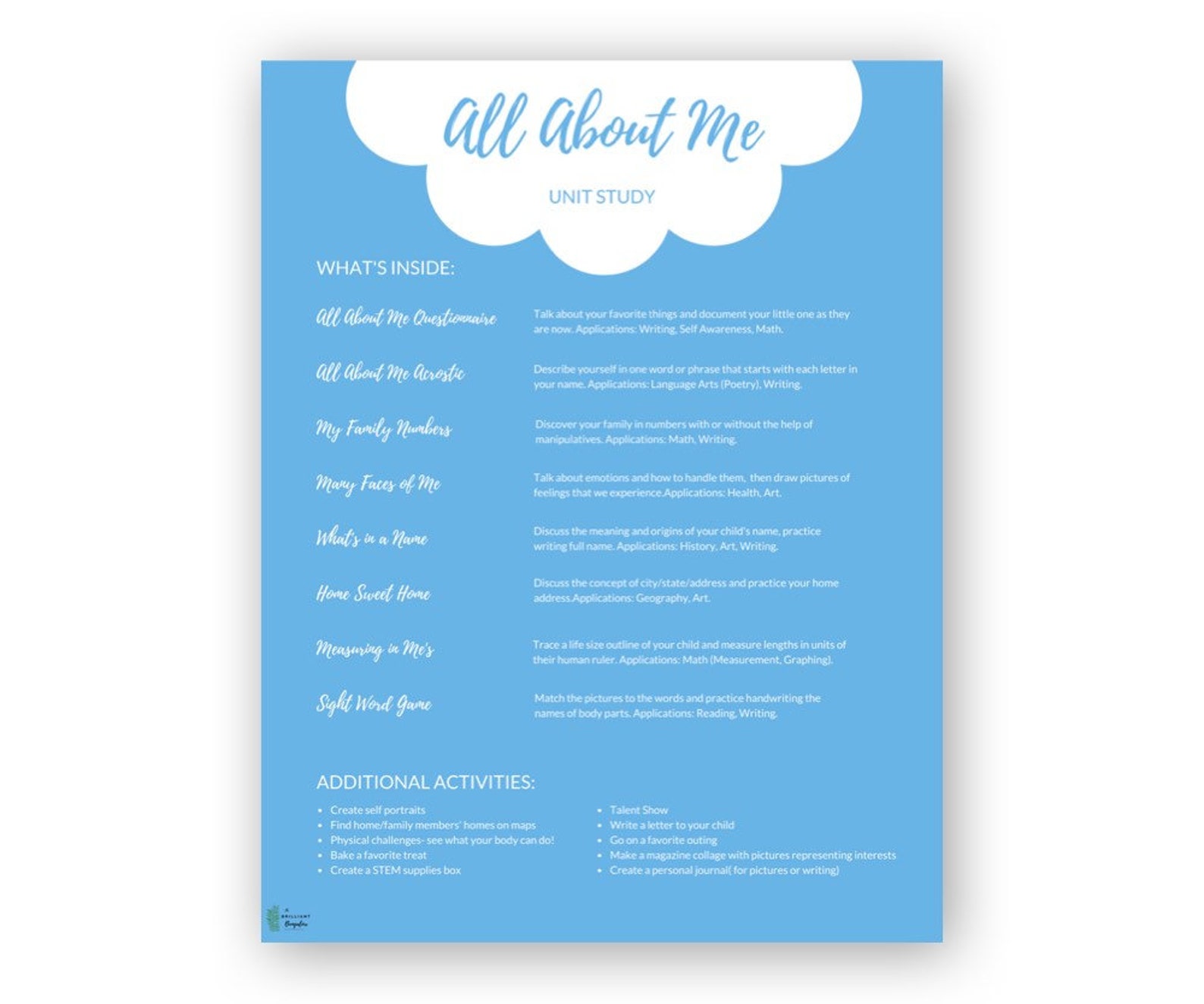 All About Me Theme Kindergarten Unit Study Preschool, Kindergarten ...