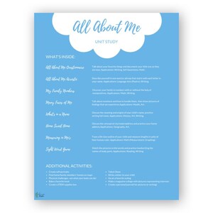 All About Me Theme Kindergarten Unit Study | Preschool, Kindergarten ...