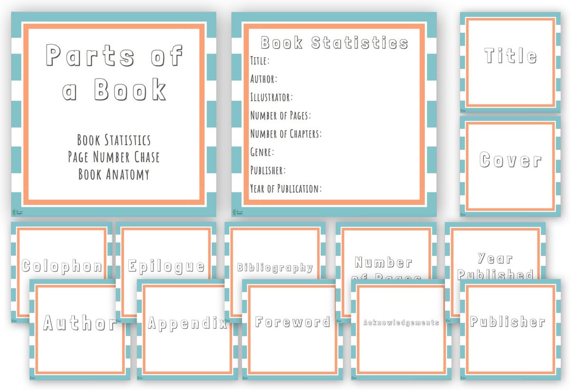 Parts of a Book Game & Flash Cards Reading Basics Book Information and ...