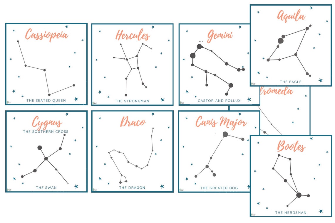 Constellation Cards Set of 26 Printable Constellation Cards - Etsy
