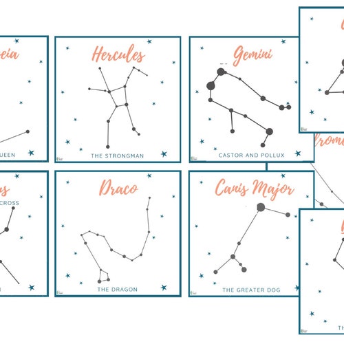 Constellation Cards Set of 26 Printable Constellation Cards - Etsy