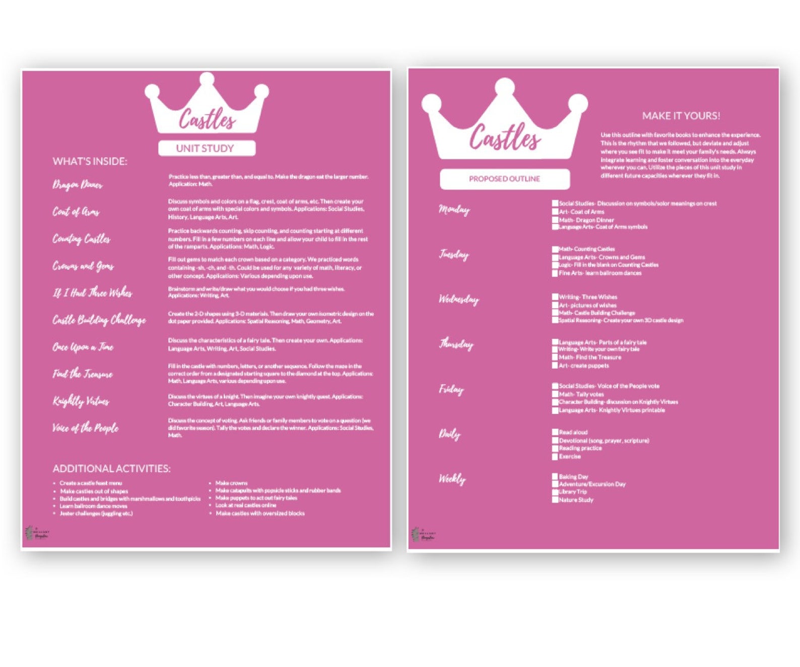 Castles Unit Study Queens Kings Castles Fairy Tale Unit | Etsy