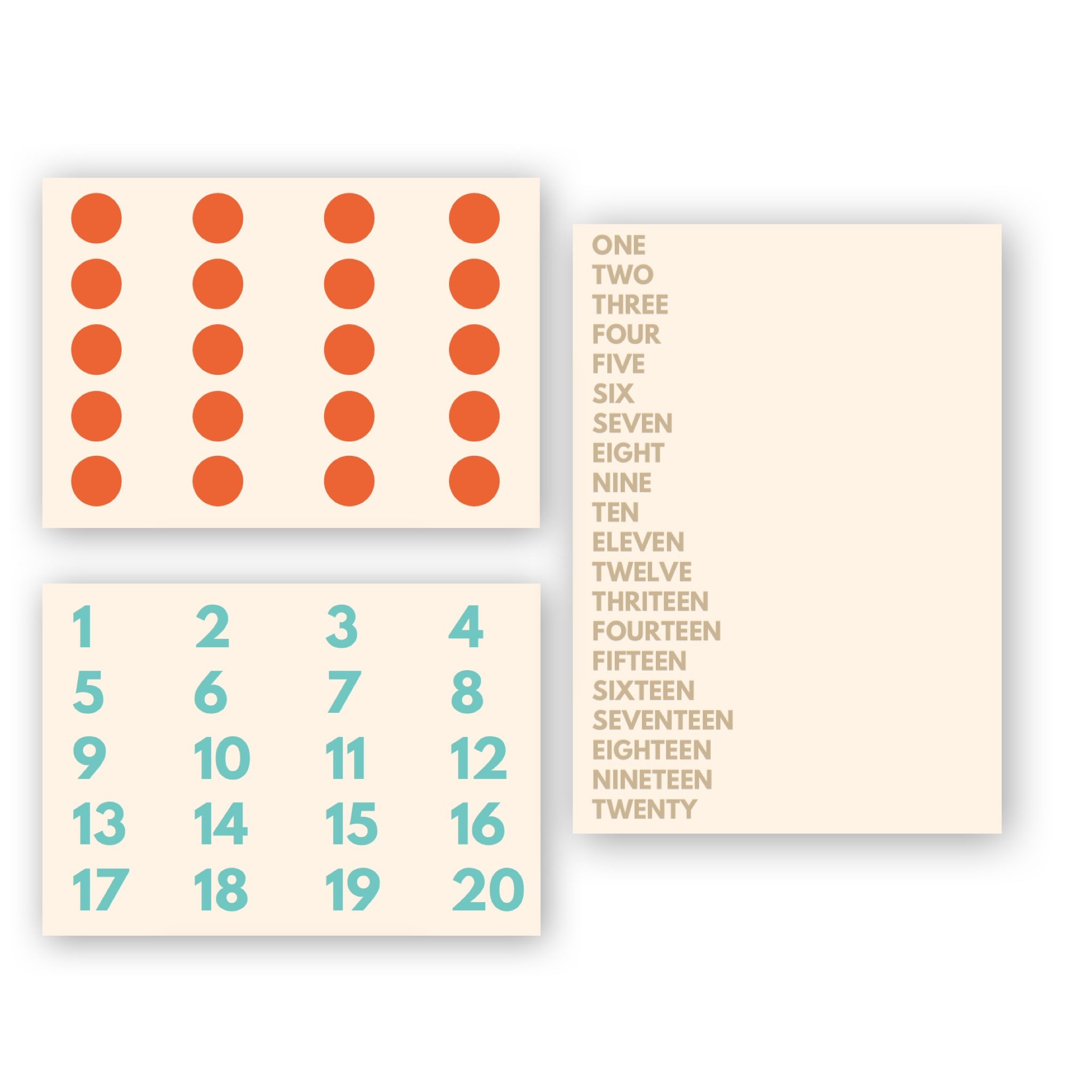 Printable Montessori Number Flash Cards 1-20 | Preschool, Kindergarten ...