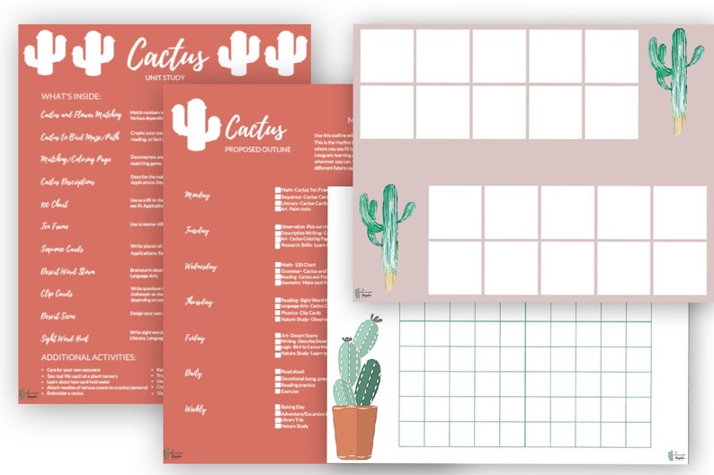 Cactus Unit Study | Cactus Themed Activities | Printable Lesson Plans ...
