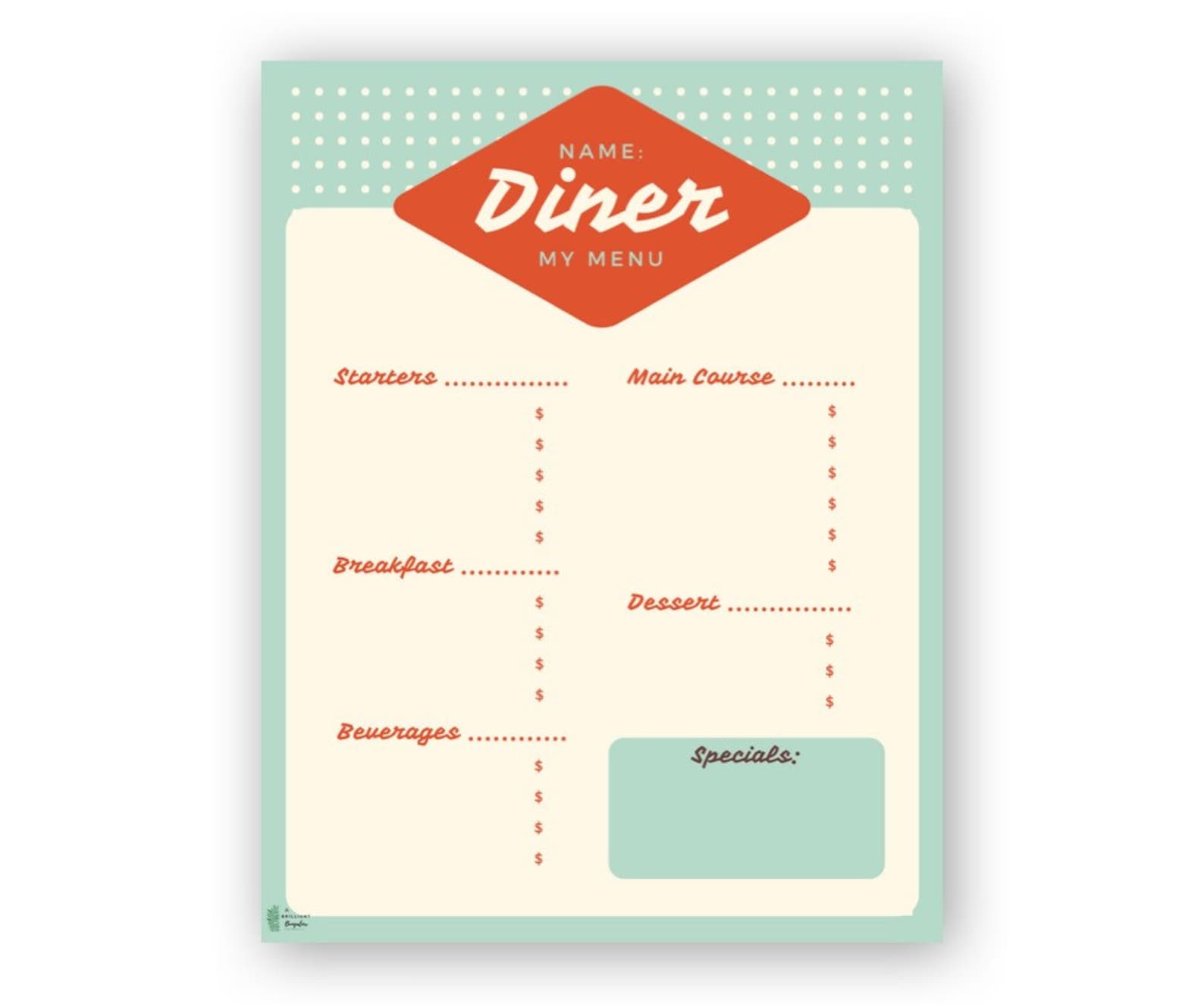 My Own Restaurant Menu | Homeschool English, Language Arts, Writing ...