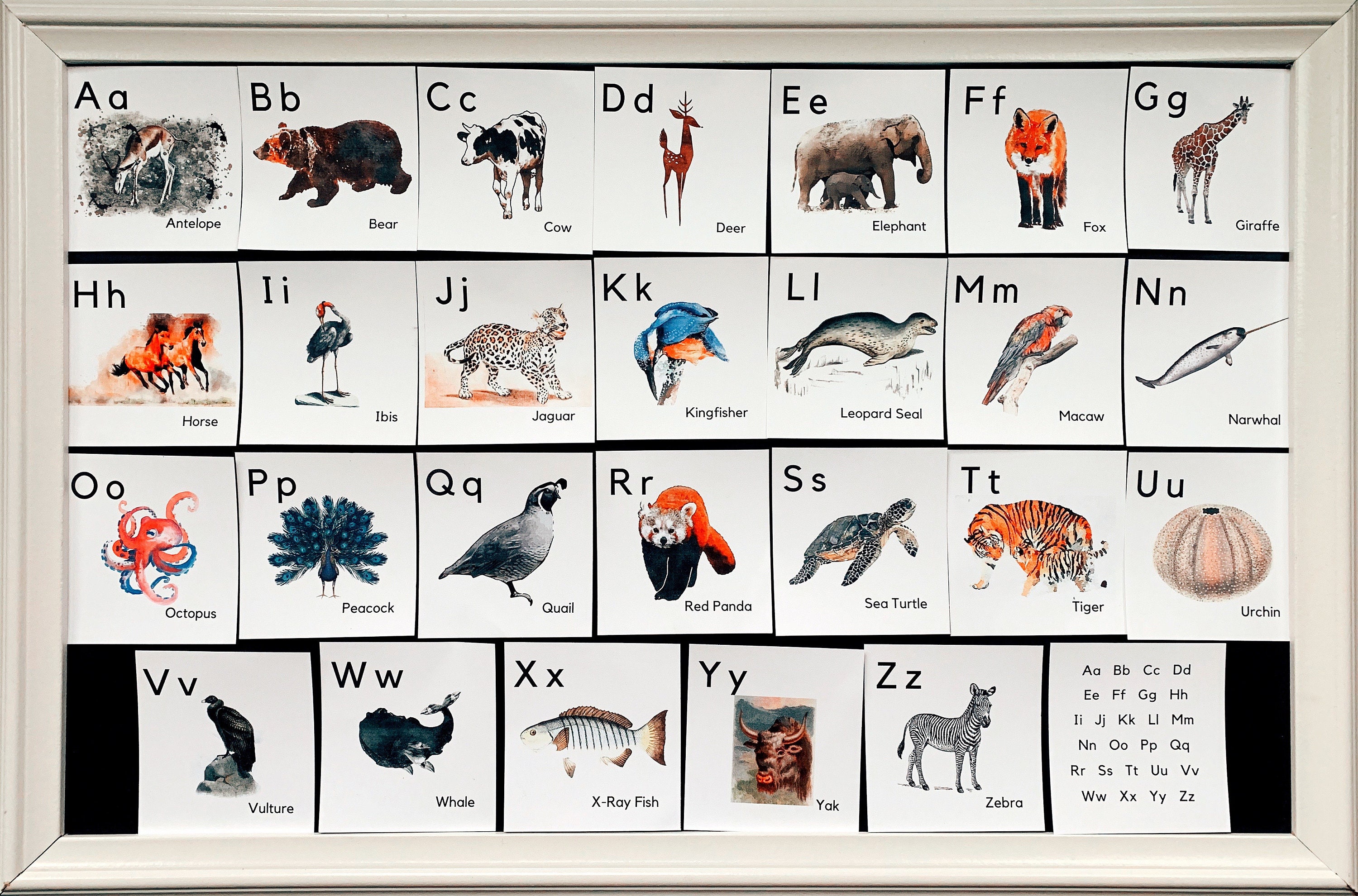 Animal Alphabet Cards | Animal Abc's | Watercolor Alphabet Cards ...