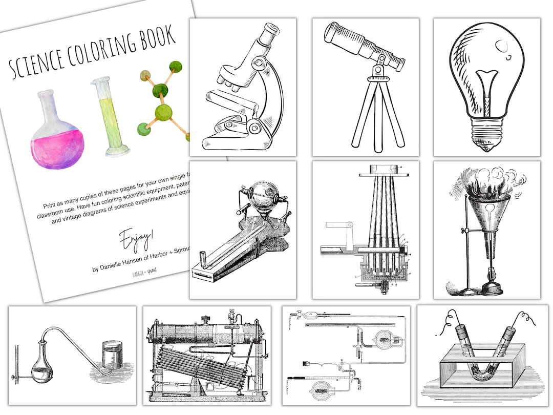 Printable Science Coloring Book - Etsy