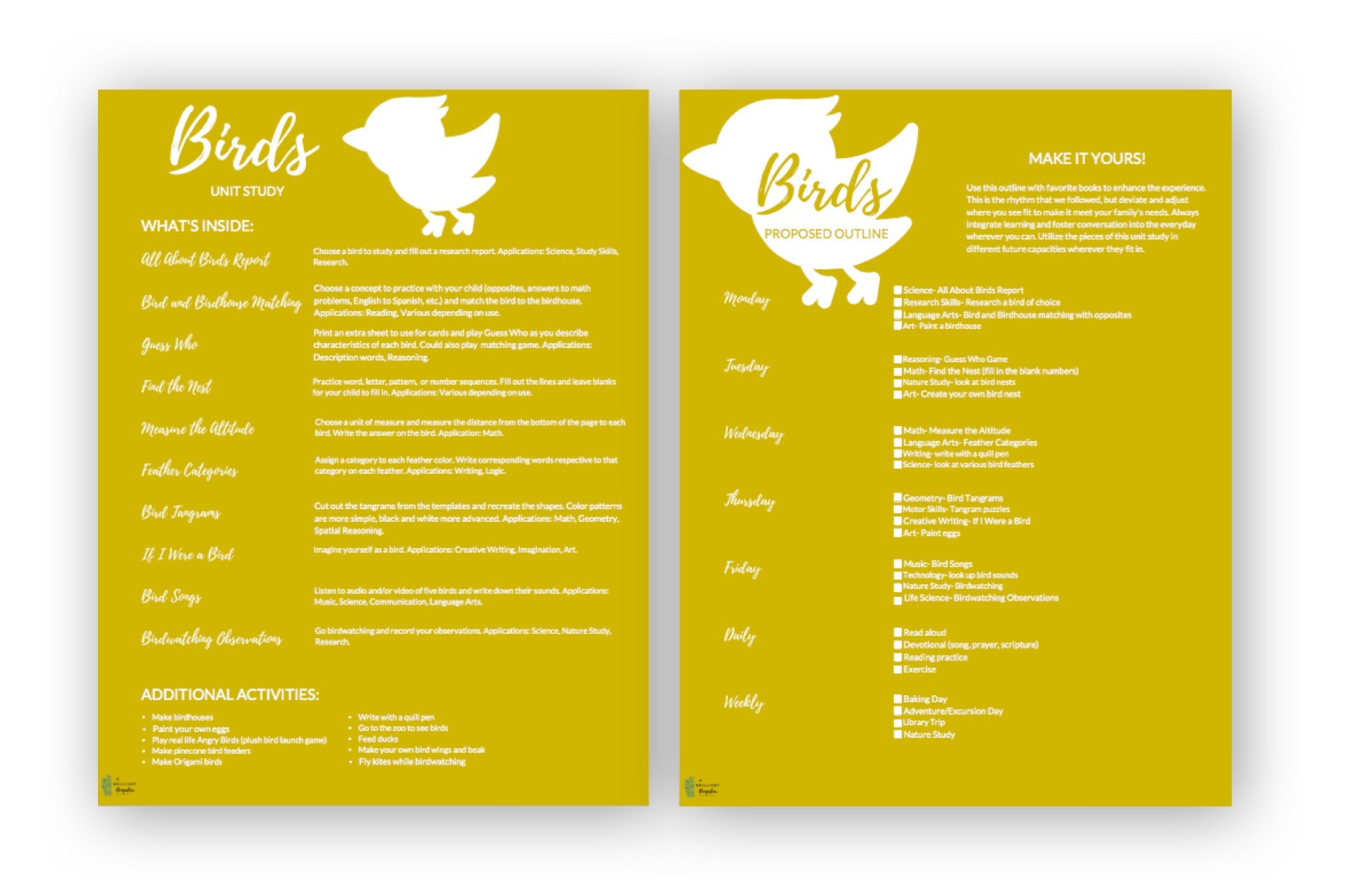 Birds Unit Study Bird Unit Printable Homeschool Lesson - Etsy