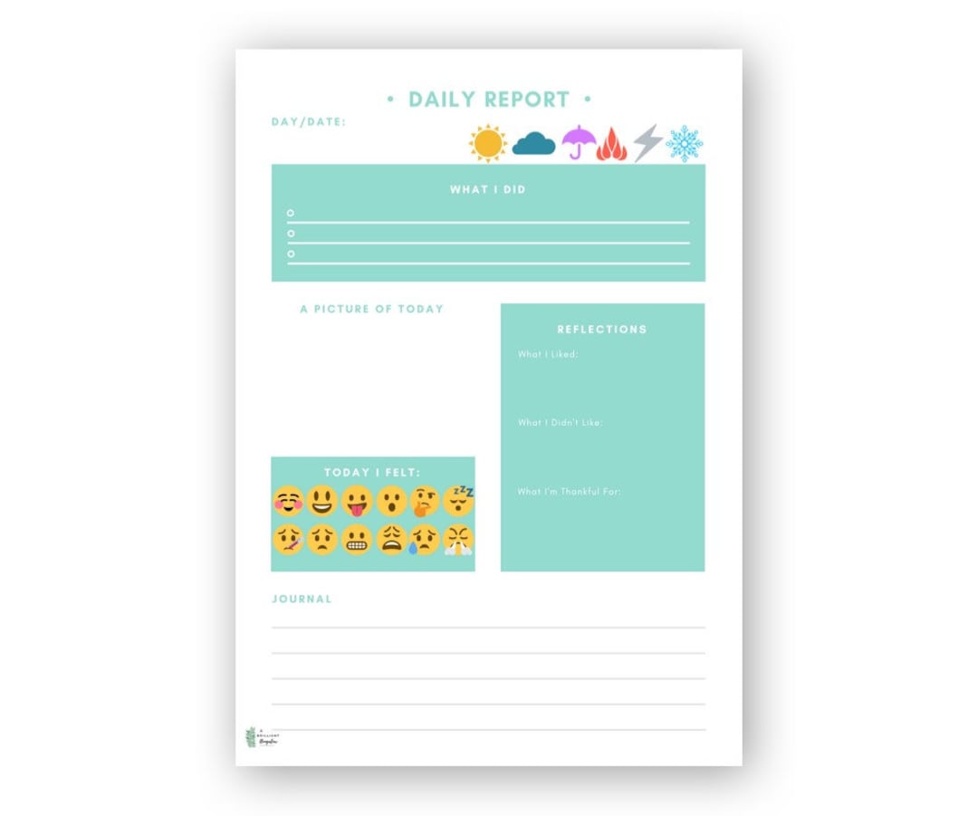 Daily Report | Printable Homeschool Journal Page - Etsy