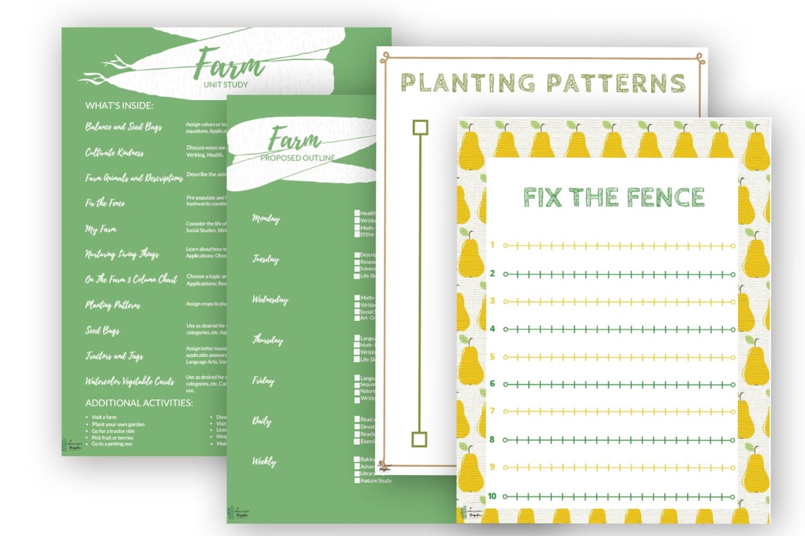 Farm Themed Educational Unit Printable Lesson Plans | Etsy