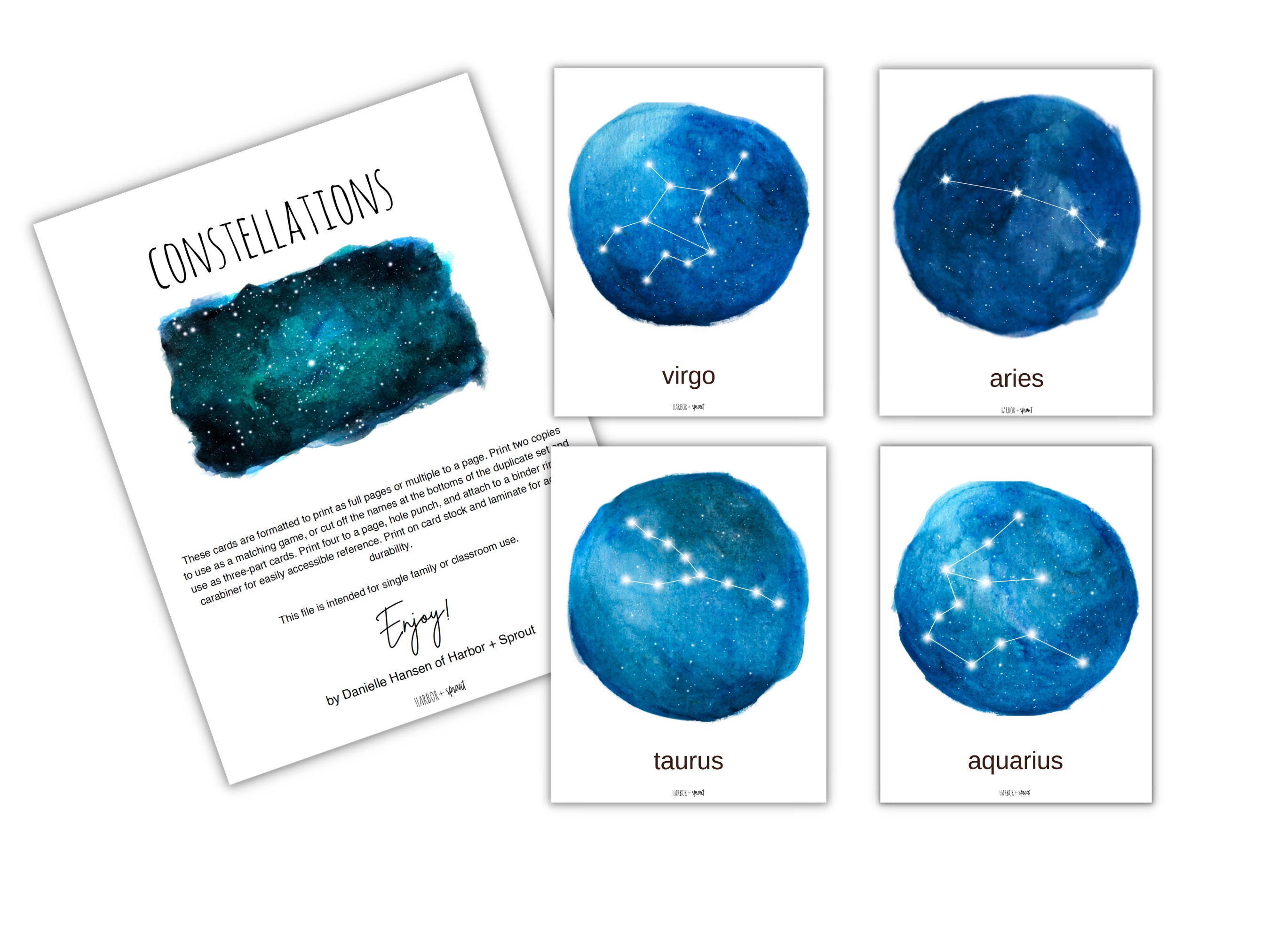 Watercolor Constellation Cards - Etsy