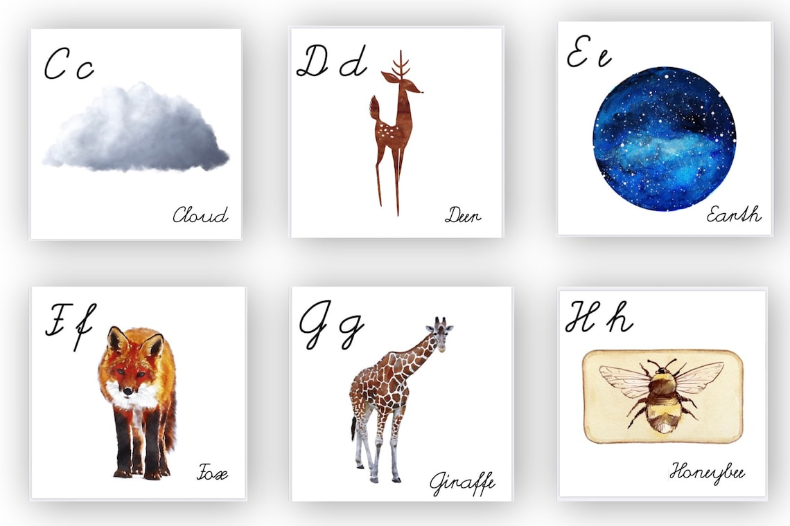 Montessori Cursive Nature Themed Alphabet Cards | Montessori Alphabet ...