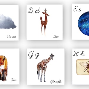 Montessori Cursive Nature Themed Alphabet Cards | Montessori Alphabet ...