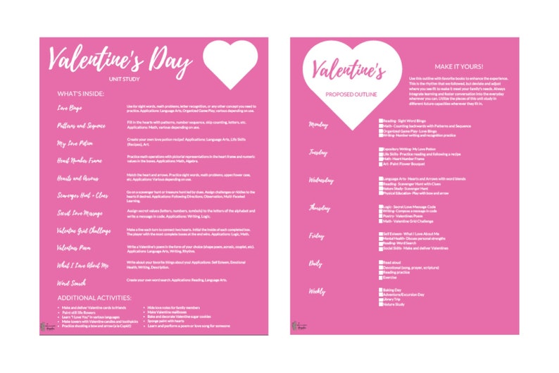 Valentine's Day Unit Printable Valentine's Activity | Etsy