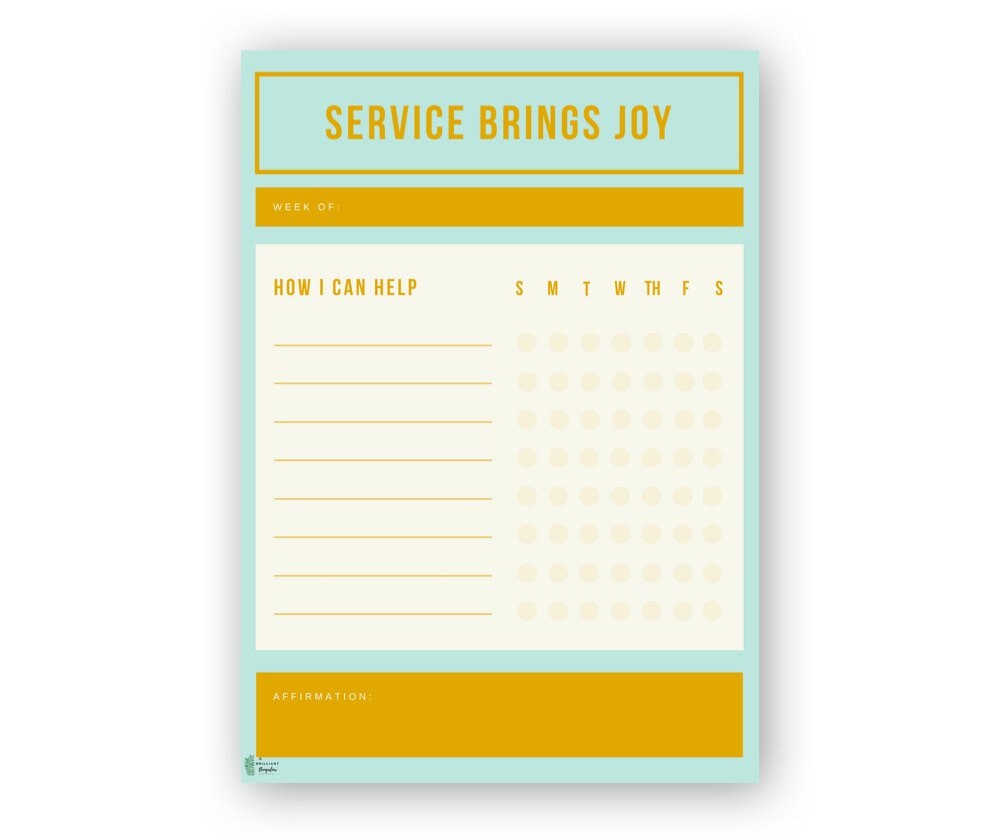 Service/chore Chart Journal and Planner Printable Checklist - Etsy