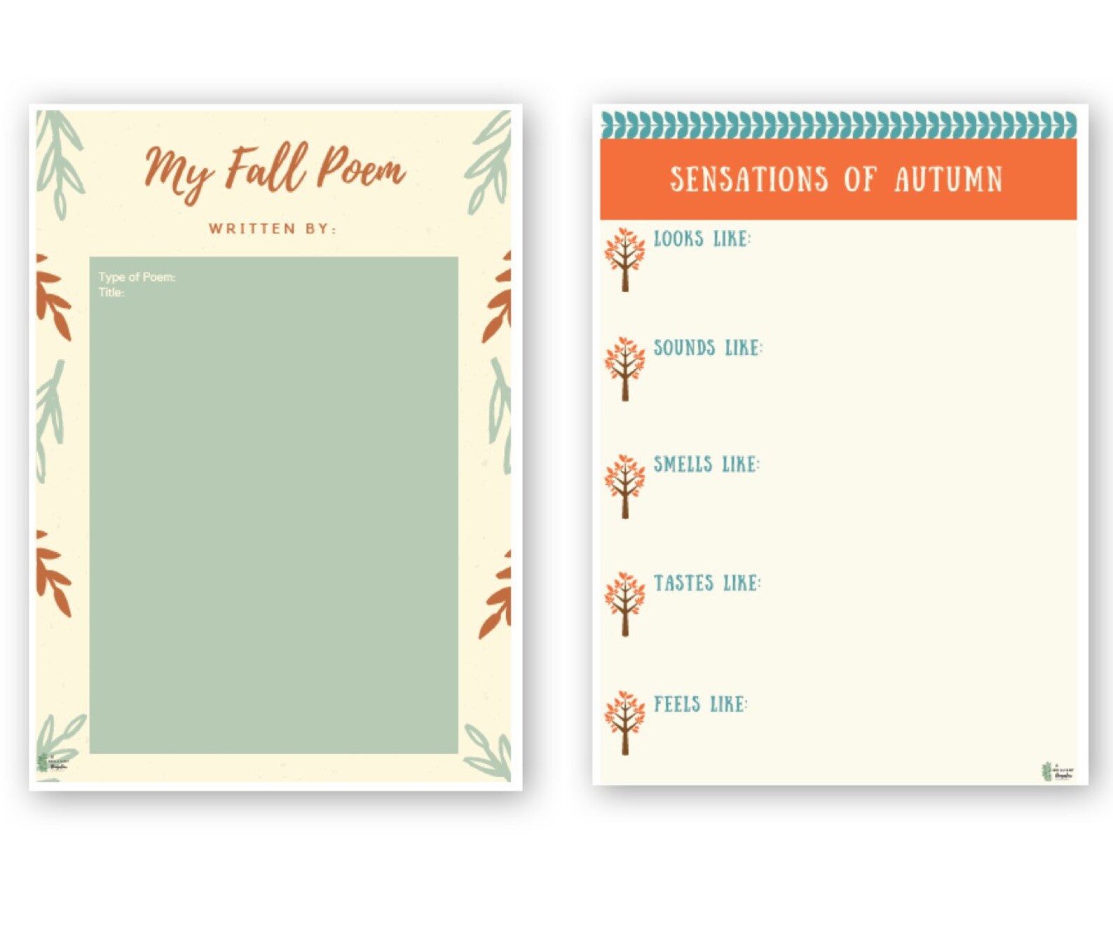 Fall Themed Unit Study Homeschool Lesson Plan Printable | Etsy