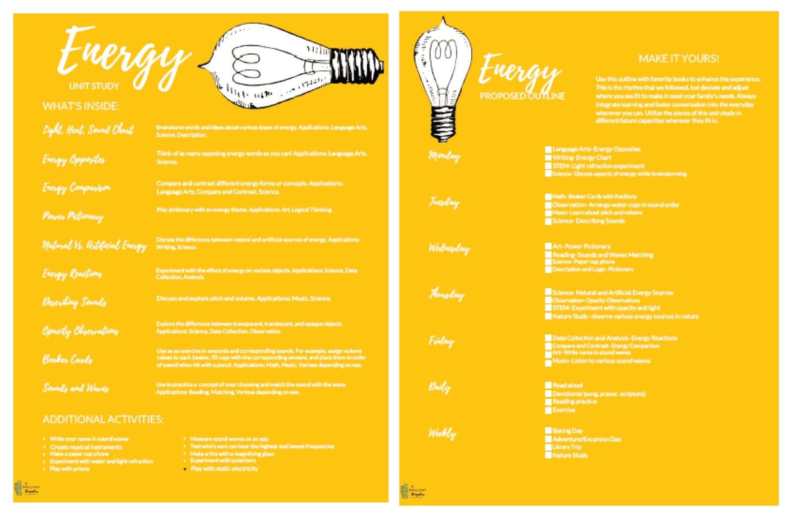 Energy Unit Study Light, Heat, and Sound Activities Printable Physics ...
