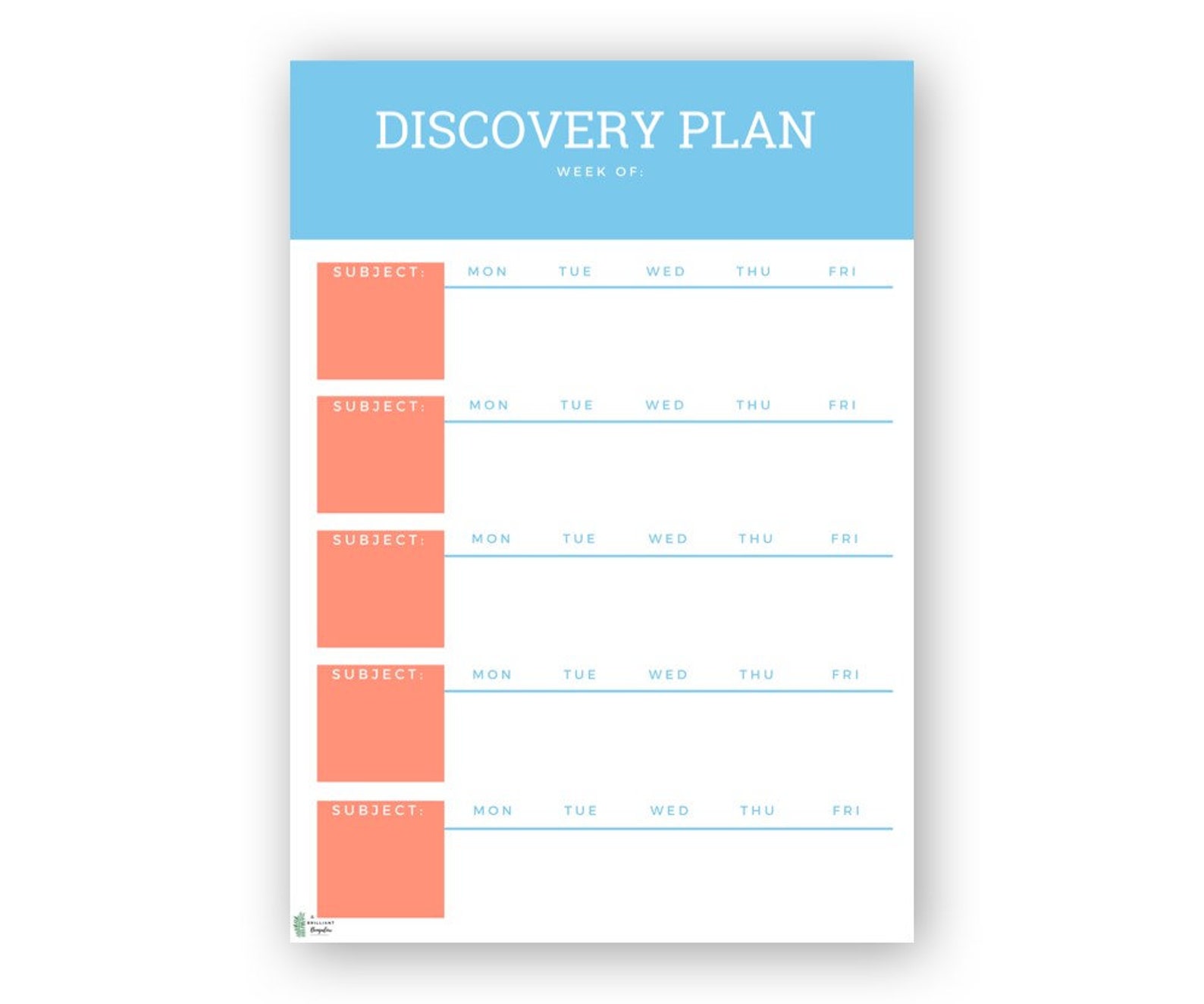 Weekly Discovery Plan | Homeschool Planner Printable | Lesson Plan ...