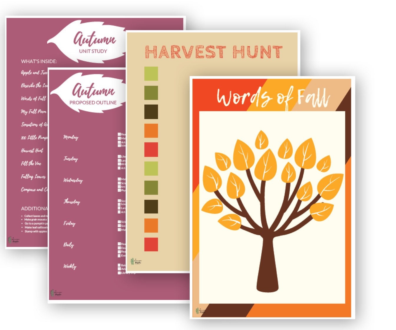 Fall Themed Unit Study Homeschool Lesson Plan Printable | Etsy