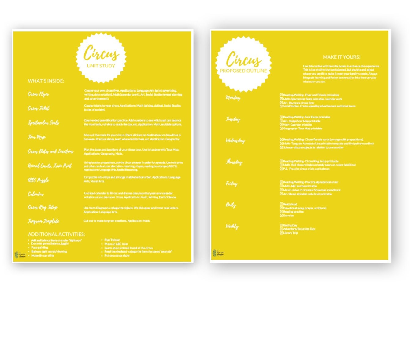 Circus Theme Unit Study | Week Long Homeschool Lesson Plan | Printable ...