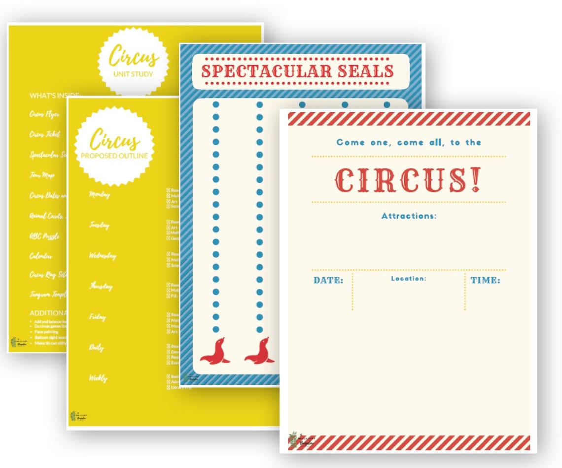 Circus Theme Unit Study Week Long Homeschool Lesson Plan - Etsy