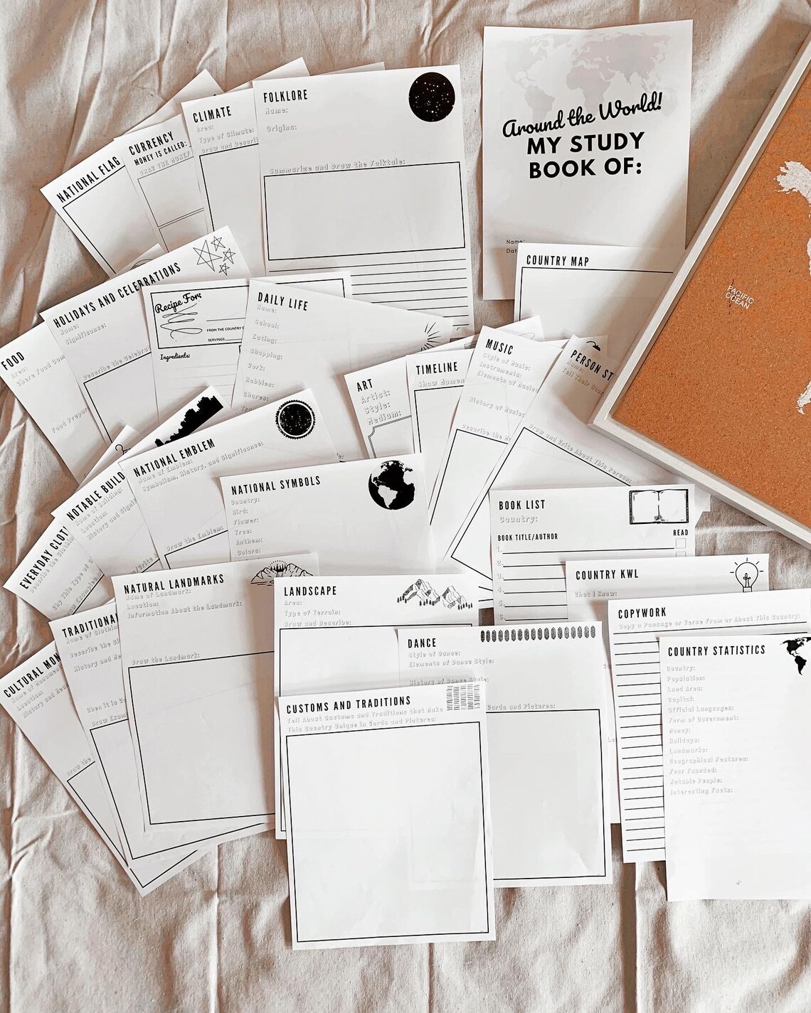 Country Unit Study Template Book List Country Statistics - Etsy