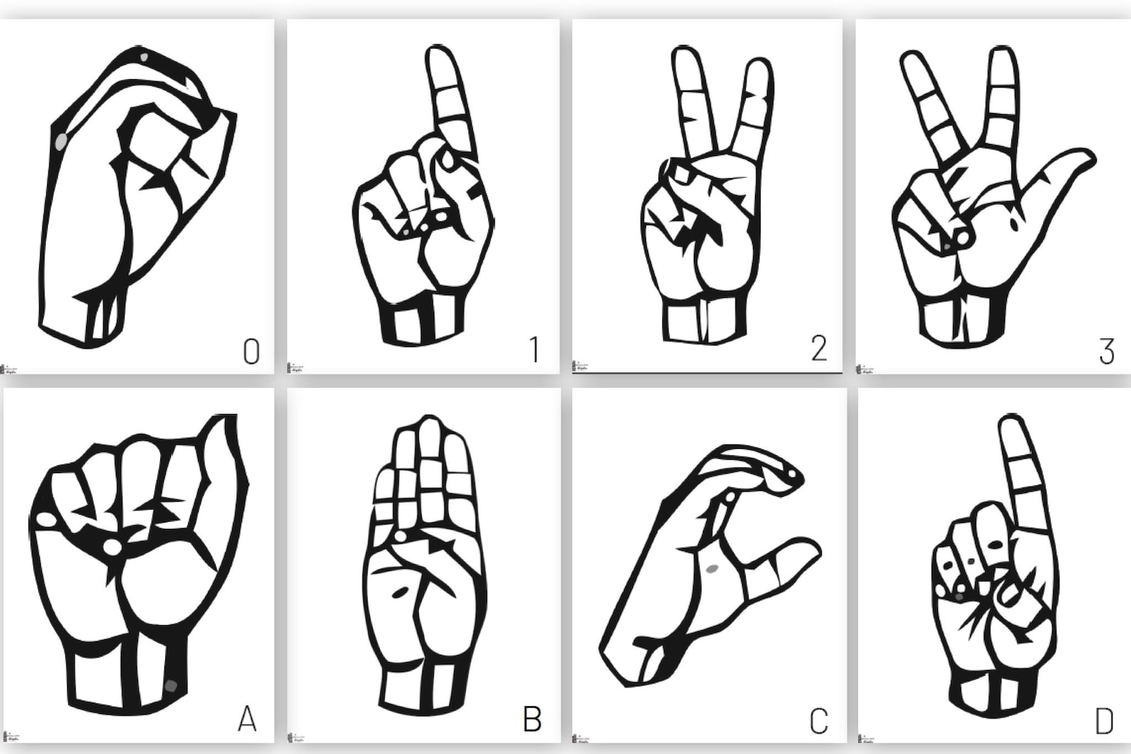 Sign Language Numbers and Alphabet Hand Sign Cards | ASL Coloring Pages ...
