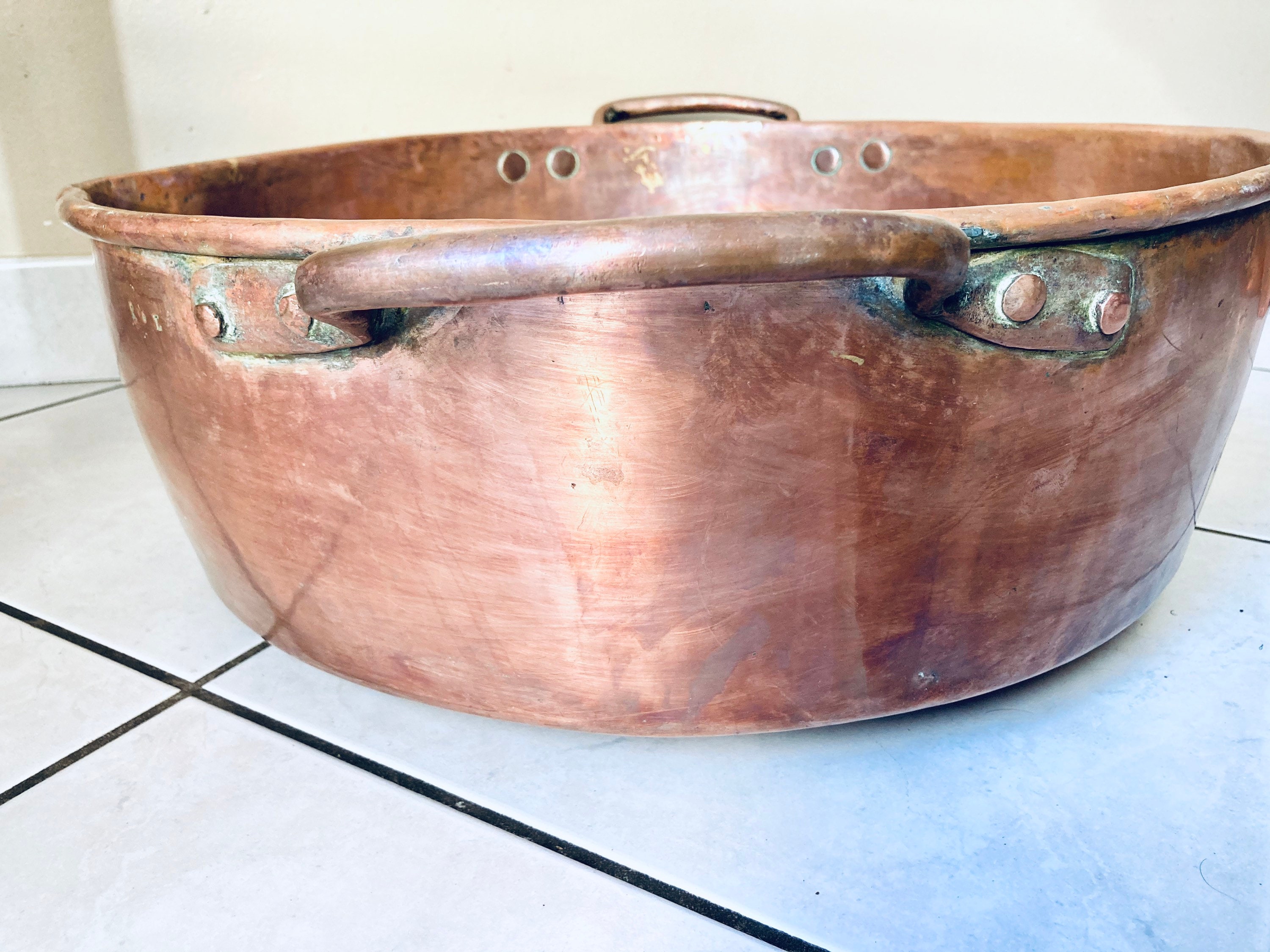 Antique Copper Cook Pot Spout 50cm Copper Rivets Kitchen Ready | Etsy