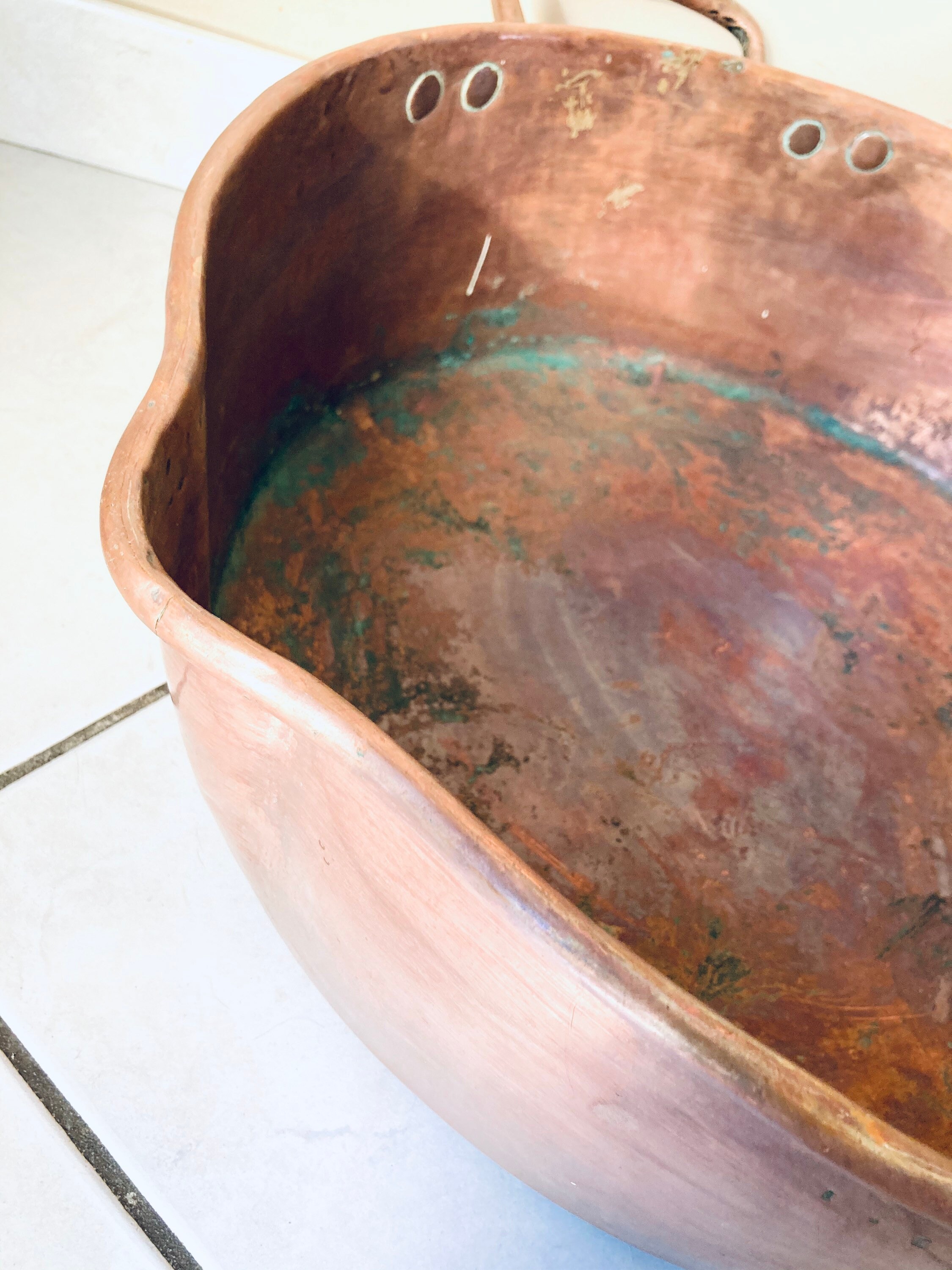 Antique Copper Cook Pot Spout 50cm Copper Rivets Kitchen Ready - Etsy