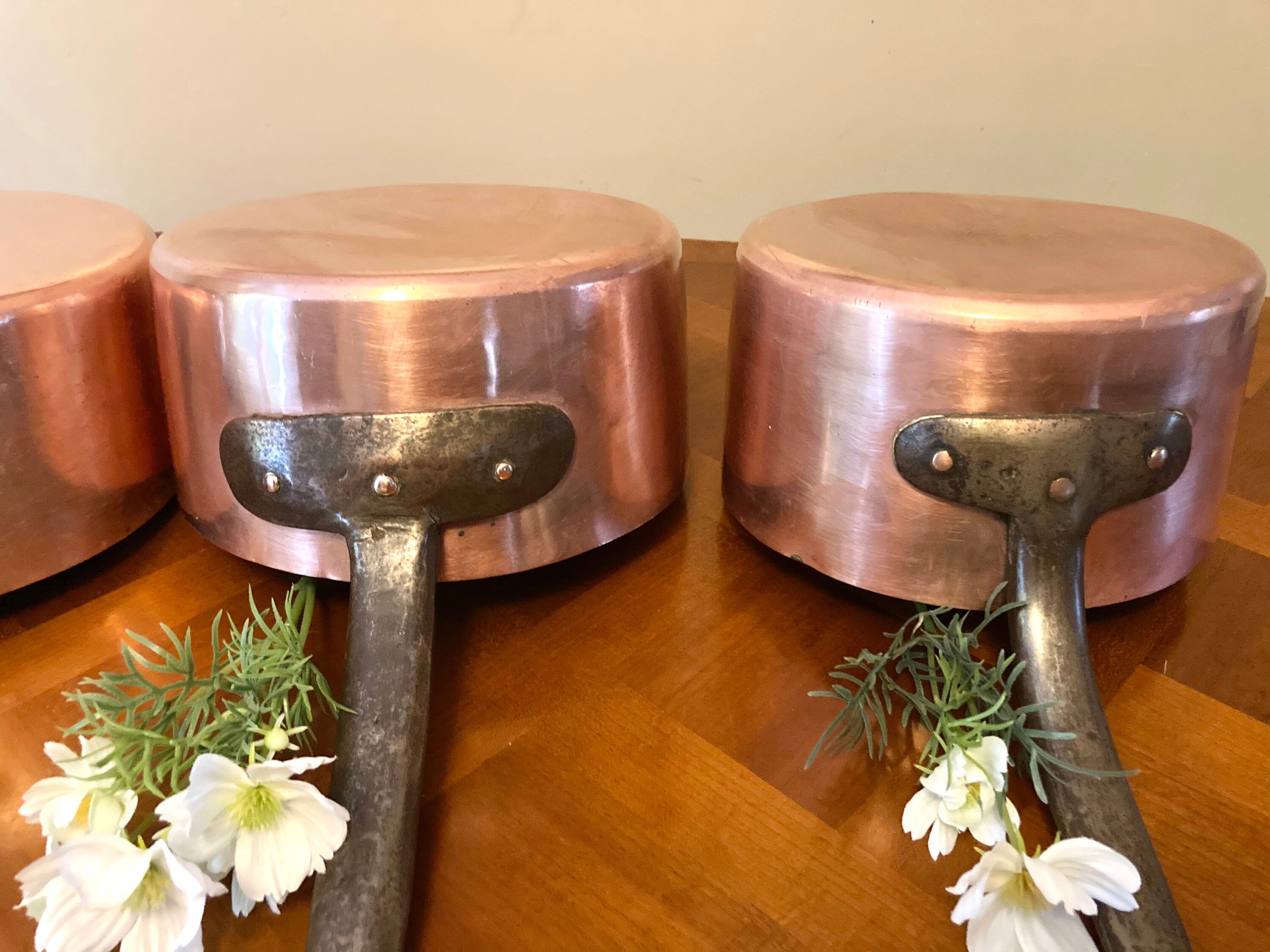 4 French Professional Antique Copper Cookware Chef Set Pan - Etsy UK