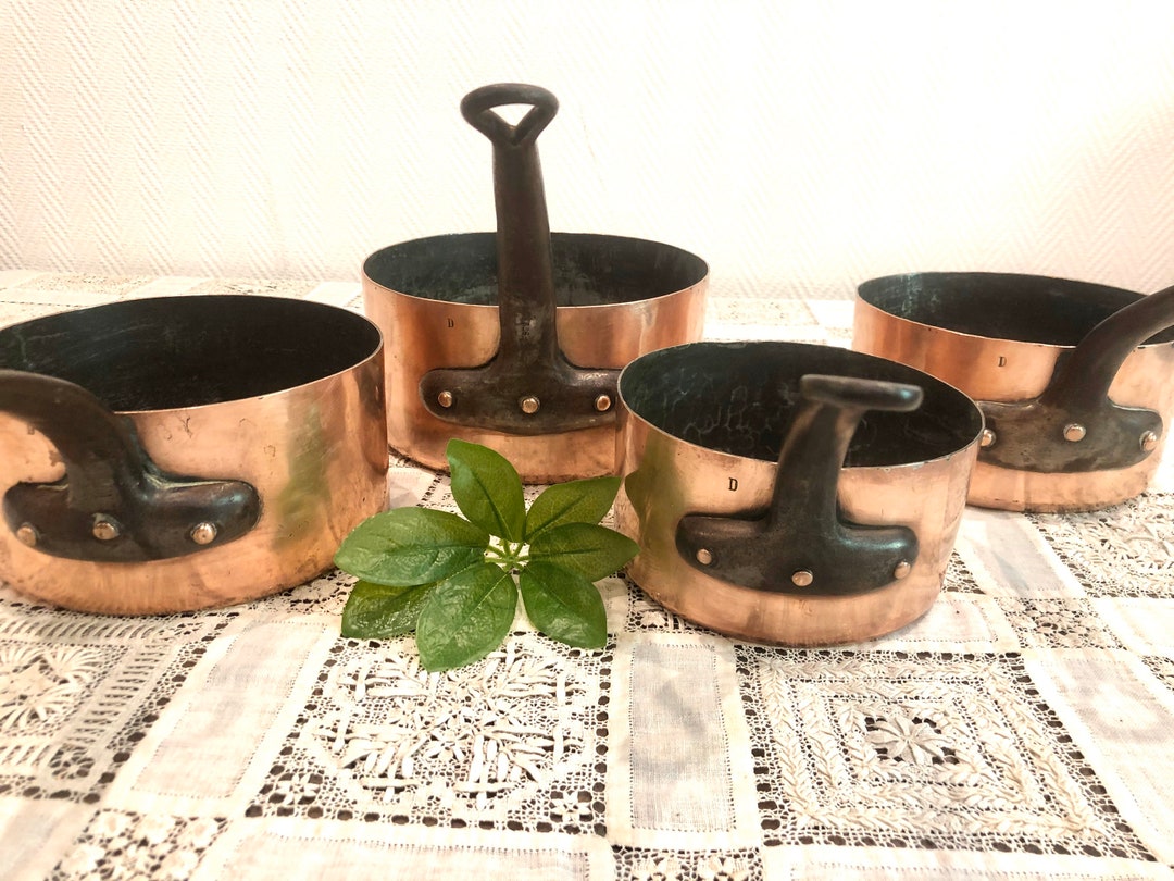 Antique French Copper Cookware Set, Bubble Rivets, Paris, Set of 4 - Etsy