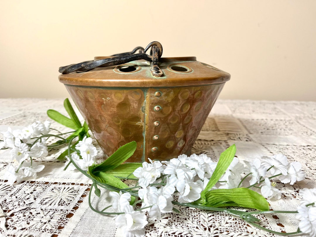 Copper Vase Planter Pick Fleur Pitcher Set Vintage Hammered Villedieu ...