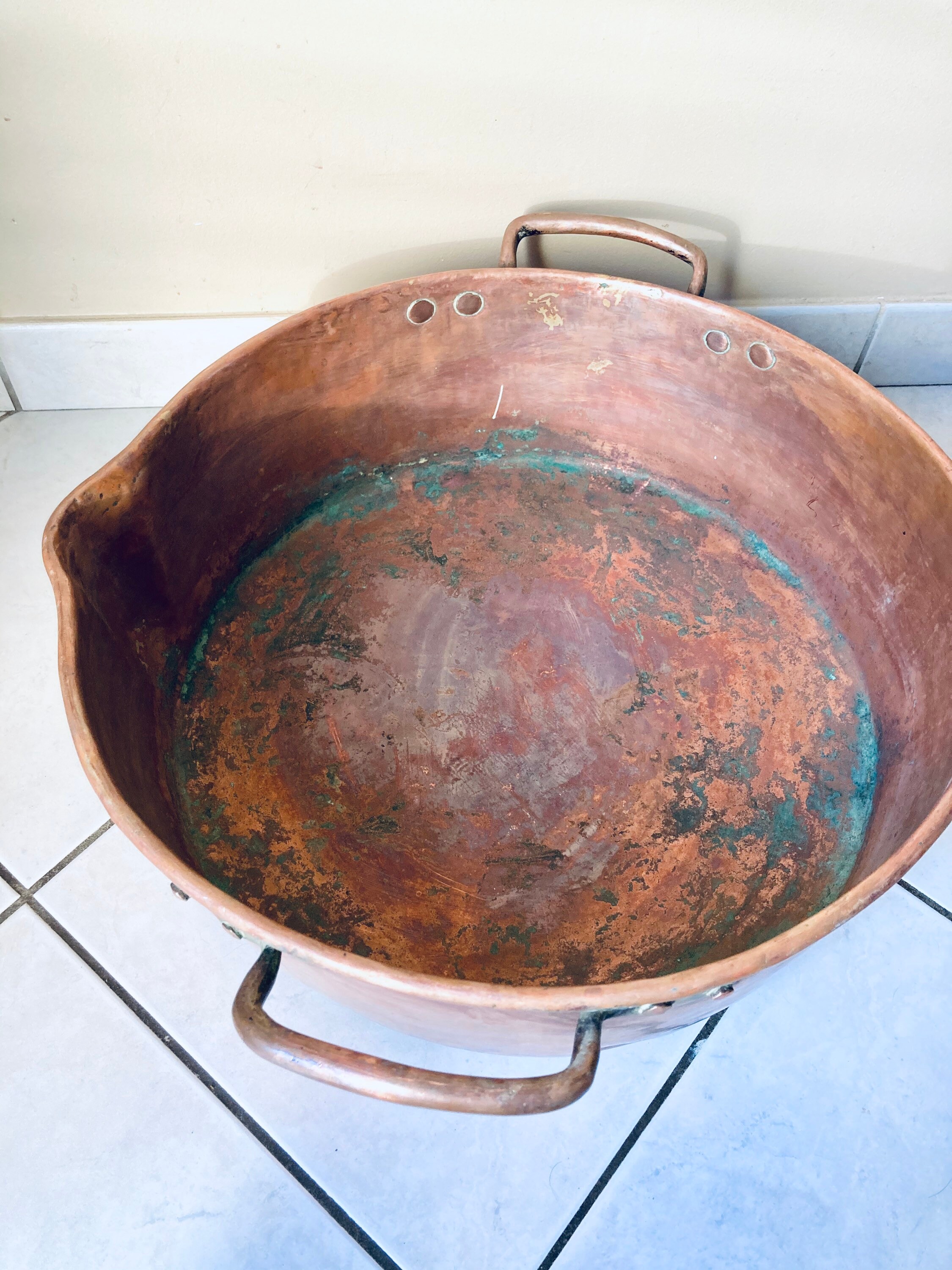 Antique Copper Cook Pot Spout 50cm Copper Rivets Kitchen Ready - Etsy