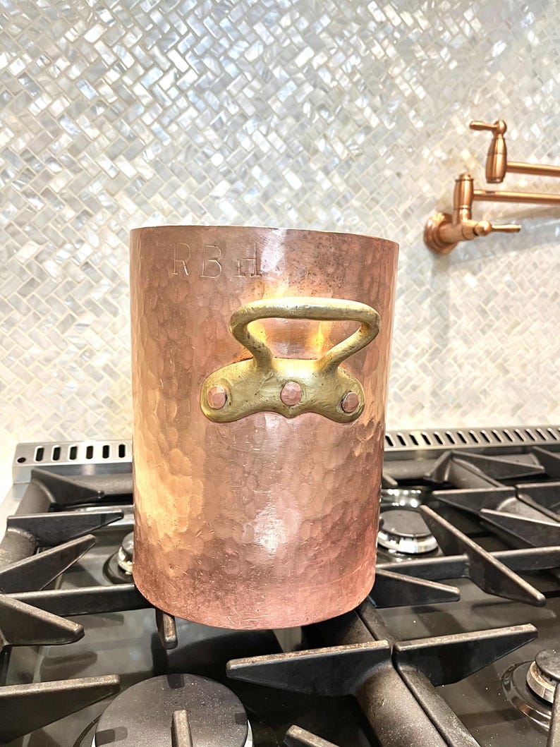 French Professional Hammered Copper Stockpot 2mm Hammered Rivets Old ...
