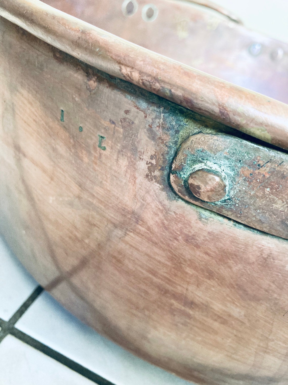 Antique Copper Cook Pot Spout 50cm Copper Rivets Kitchen Ready | Etsy