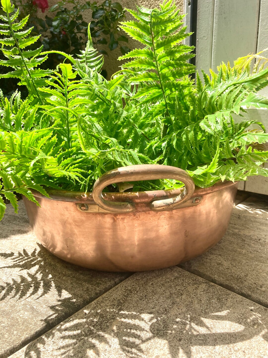 Large Antique Rolled Lip Copper Basin With Brass Handles 4 Copper ...