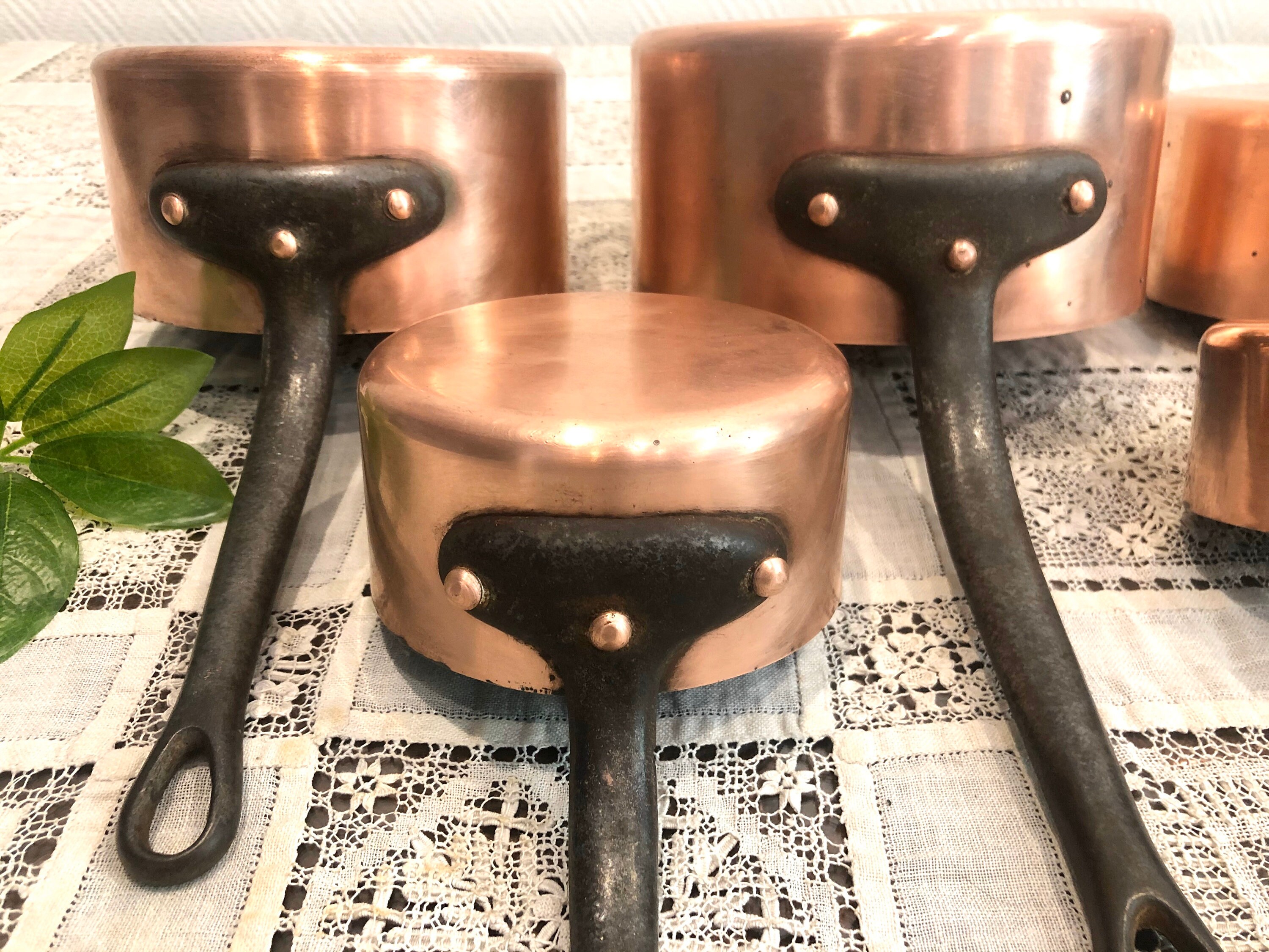 5 French Copper Cookware Chef Set With Bubble Copper Rivets - Etsy