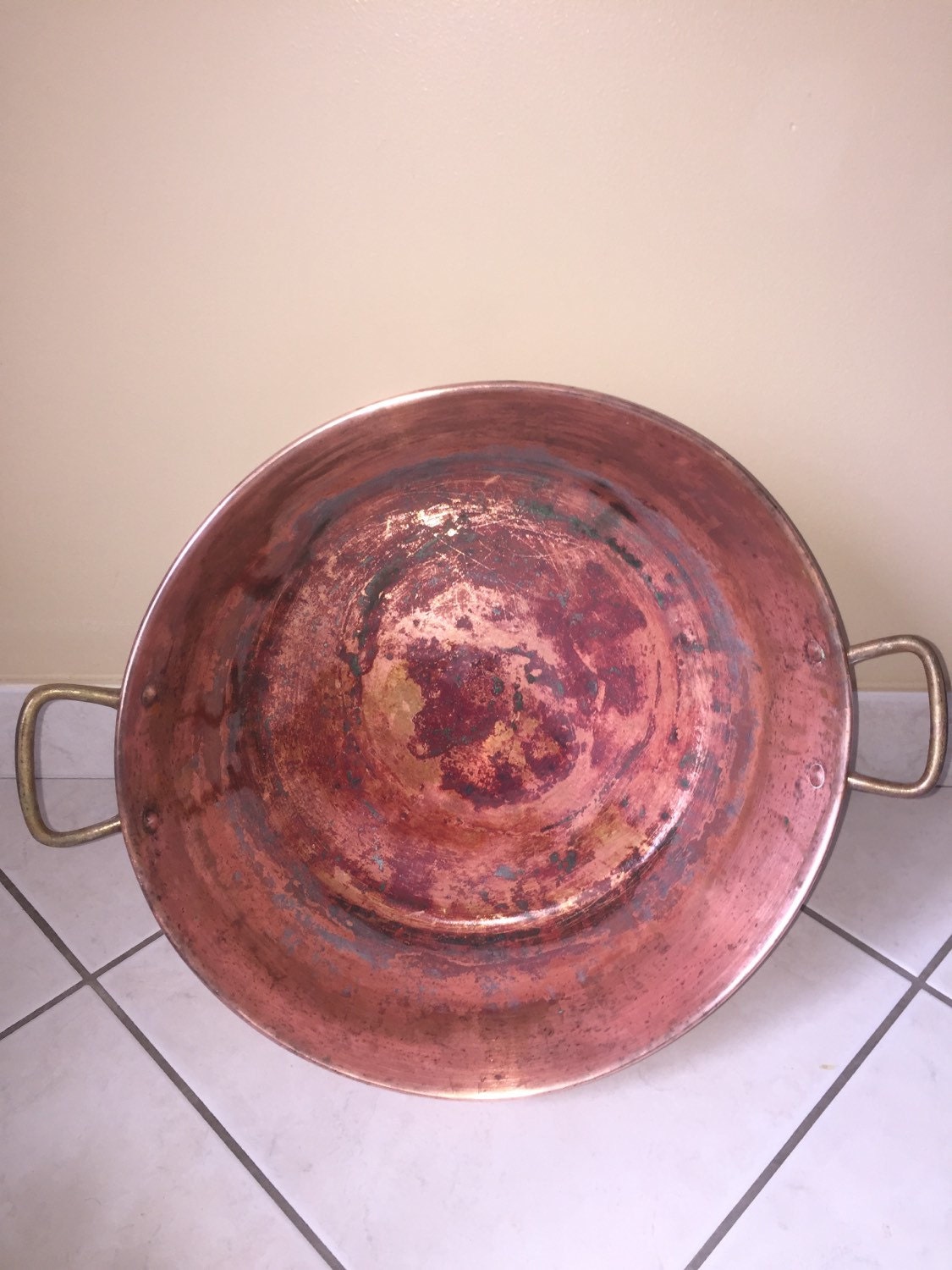 Vintage Copper Basin Jam Bowl Brass Handles Paris, France #2-383 - Etsy