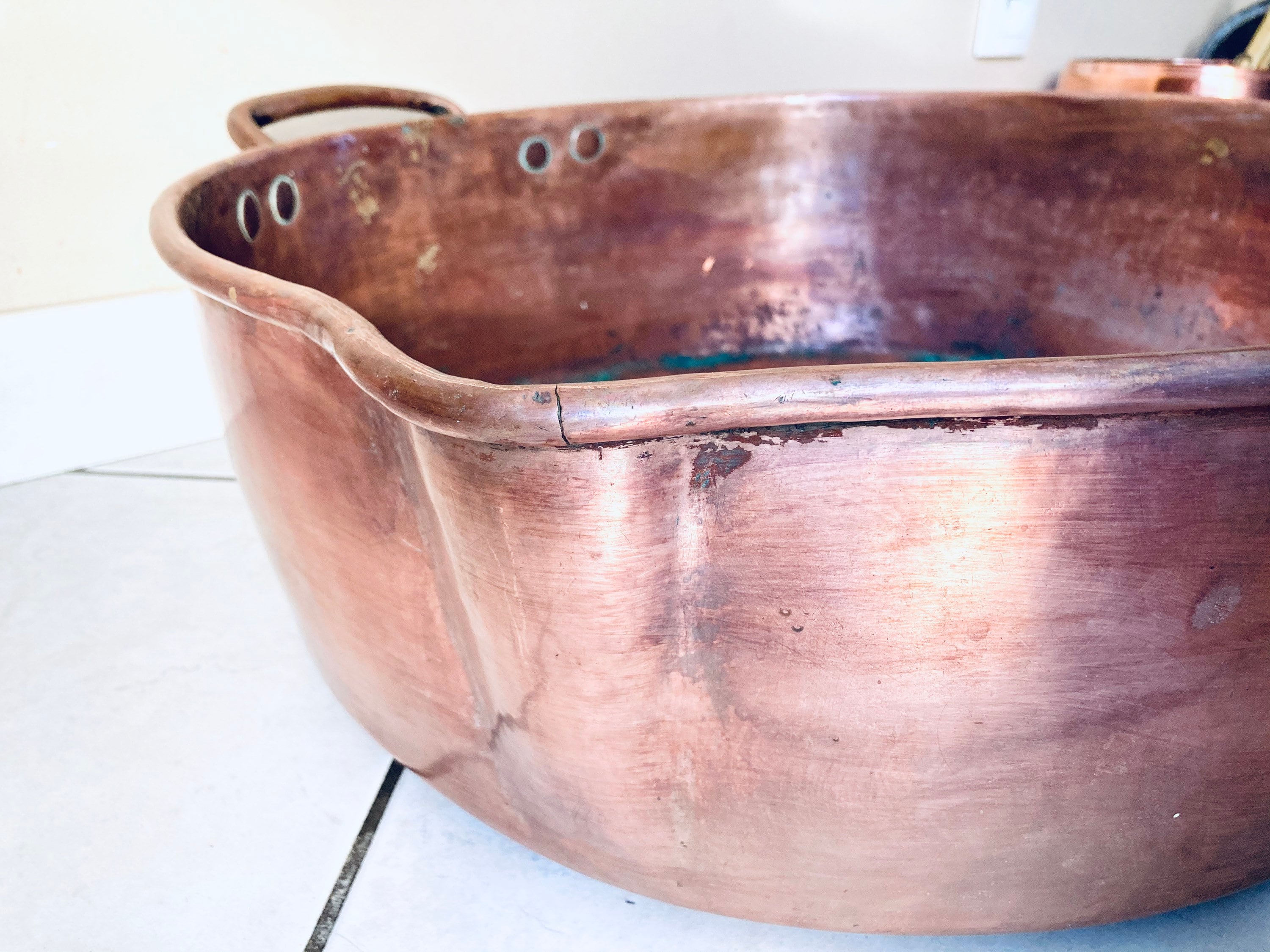 Antique Copper Cook Pot Spout 50cm Copper Rivets Kitchen Ready - Etsy