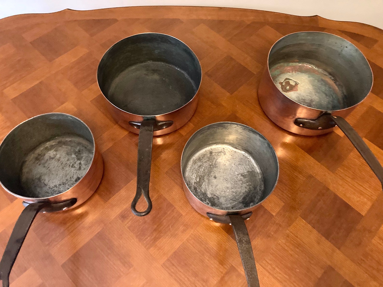 4 French Professional Antique Copper Cookware Chef Set Pan | Etsy