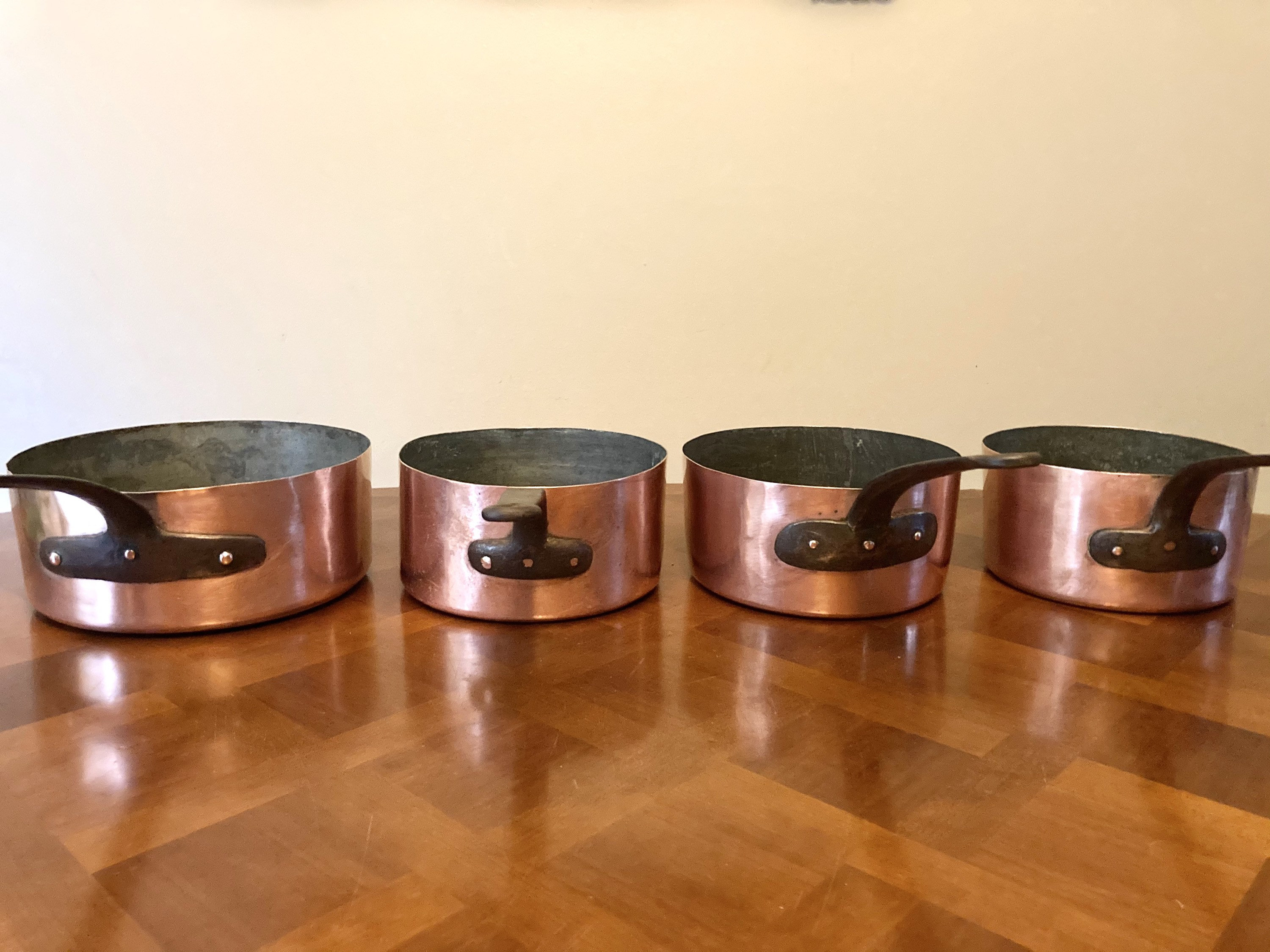 4 French Professional Antique Copper Cookware Chef Set Pan - Etsy UK