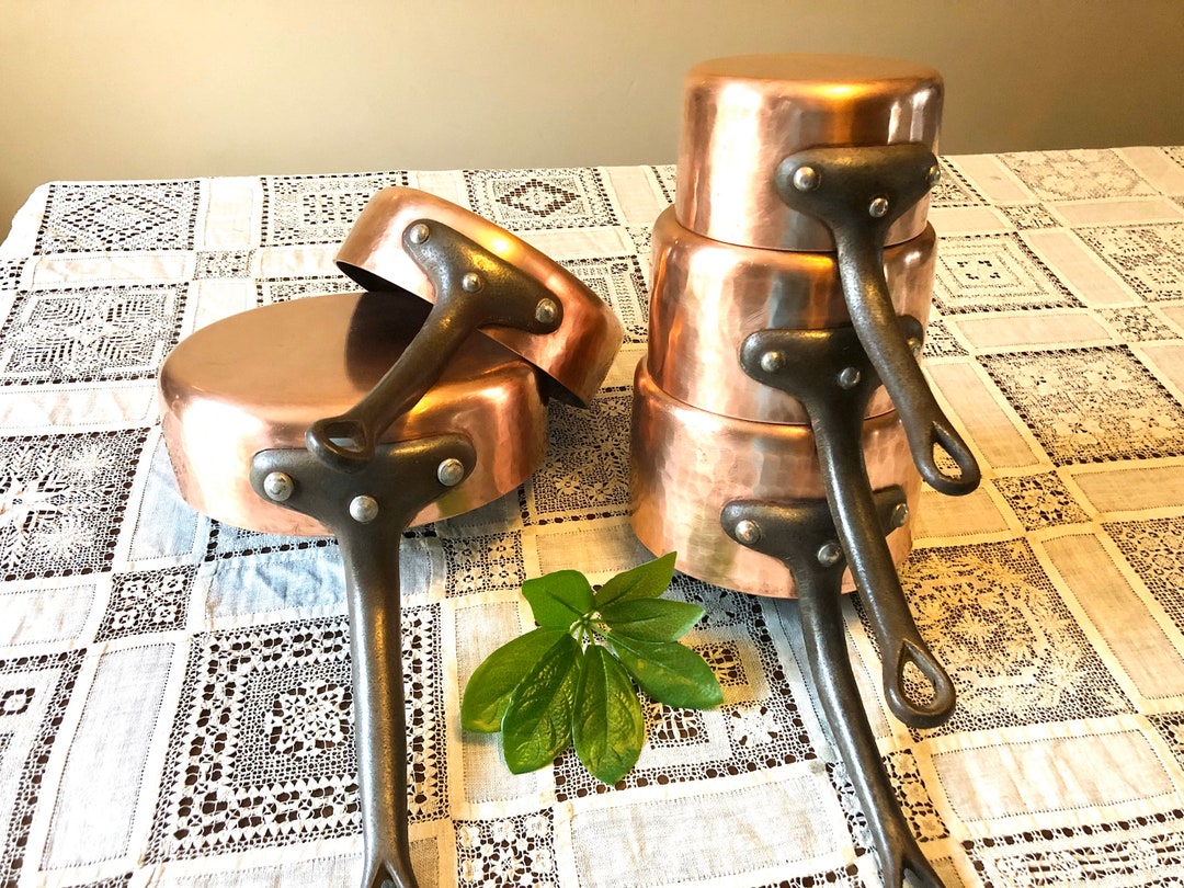 5 Chomette Favor French Professional Hammered Copper Cookware Chef Set ...