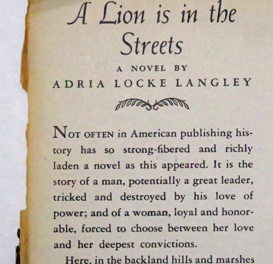 A Lion in the Streets by Adra Locke Langley, 1945 - Etsy