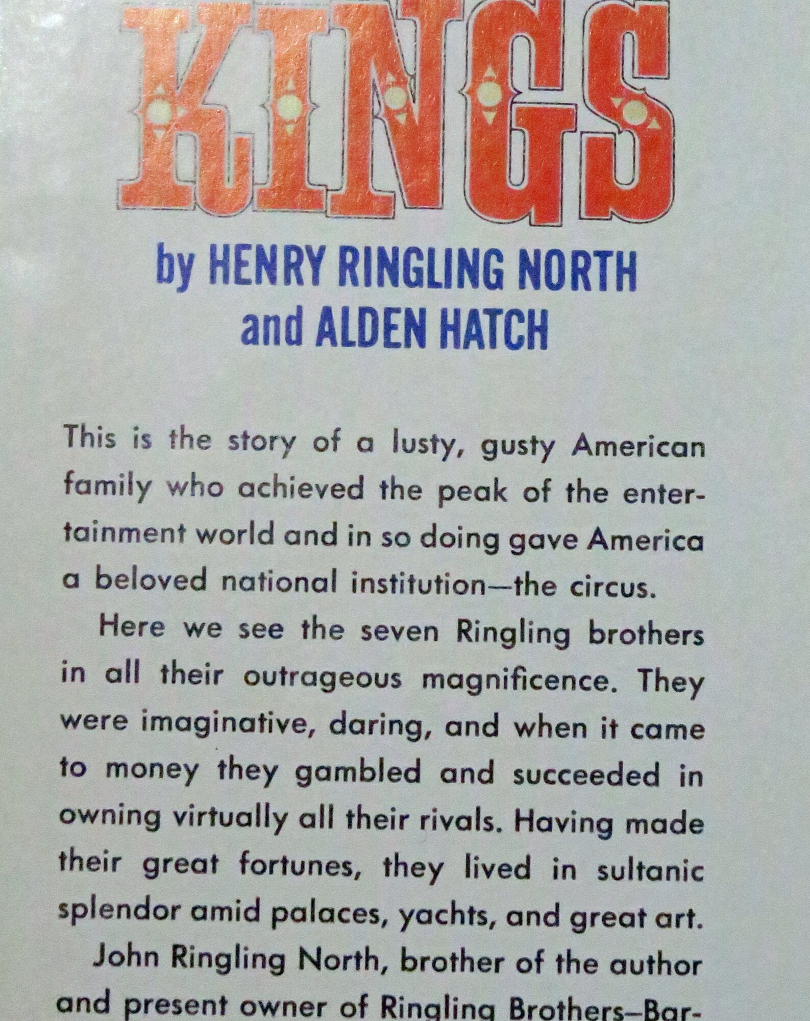 The Circus Kings, 1960 by Henry Ringling North & Allene Gaty Hatch - Etsy