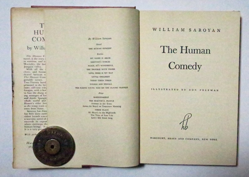 The Human Comedy by William Saroyan, 1943 - Etsy