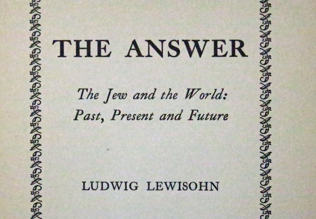 The Answer by Ludwig Lewisohn, 1939, 1st Edition - Etsy