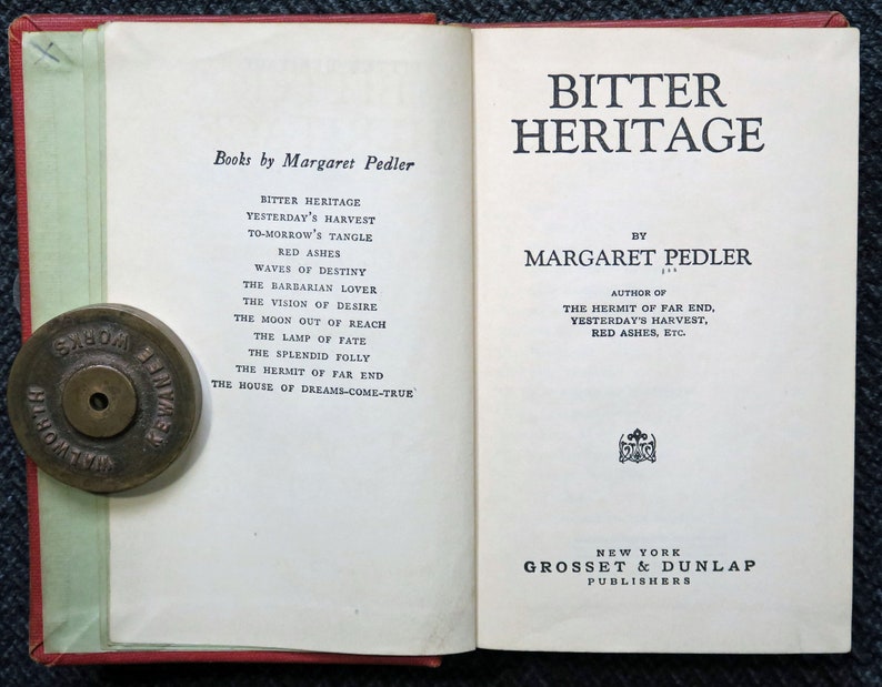 Bitter Heritage by Margaret Pedler, 1928 - Etsy